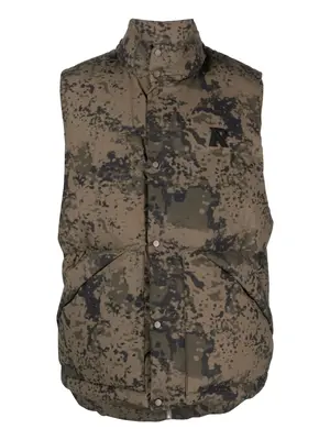 REPRESENT Camouflage-print Puffer Gilet - Brown