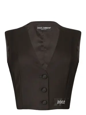 Dolce & Gabbana Number-patch Tailored Cropped Vest - Black
