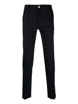 Jacob Cohen Plaid Wool-blend Tapered Trousers - Blue