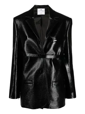 COURREGES Strap-detail Patent-finish Jacket - Black