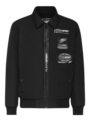 PLEIN SPORT Logo-patch Matte-finish Bomber Jacket - Black