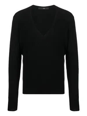SAPIO V-neck Virgin Wool Jumper - Black