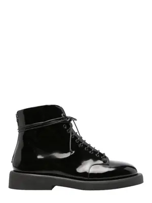 Marsèll 40mm Gommello Patent-finish Biker Boots - Black