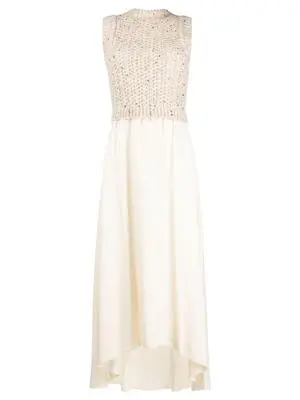 PESERICO Open-Knit Layered Long Dress
