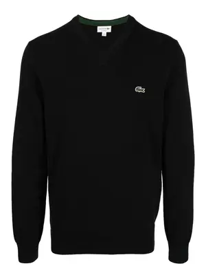 Lacoste Lacoste Logo-Embroidered Fine-Ribbed Jumper Black