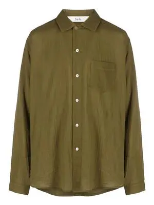 Séfr Leo Long-sleeve Cotton Shirt - Green