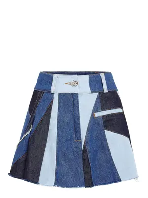 PHILIPP PLEIN Philipp Plein Patchwork Denim Mini Skirt