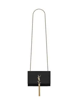 Saint Laurent Kate Tassel Shoulder Bag - Black Grain Leather/gold