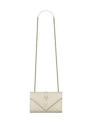 Saint Laurent Envelope Shoulder Bag - Crema Grain Leather/gold