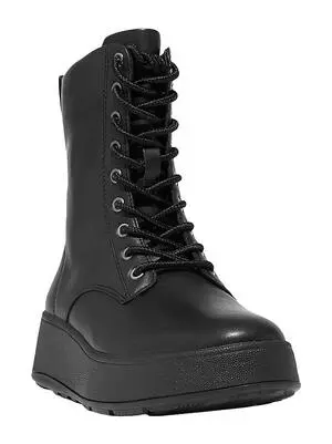 Fitflop F-mode Leather Platform Ankle Boots - All Black