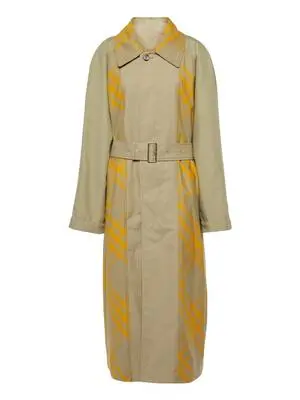 Burberry Checked Cotton Gabardine Trench Coat - Yellow