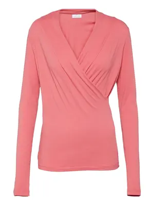 Velvet By Graham & Spencer Meri Cotton-blend Wrap Top - Pink