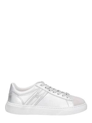 Hogan Laminated Effect Leather Low-top Sneakers - Silver