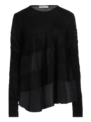 High T-shirt In Wool And Silk - Black