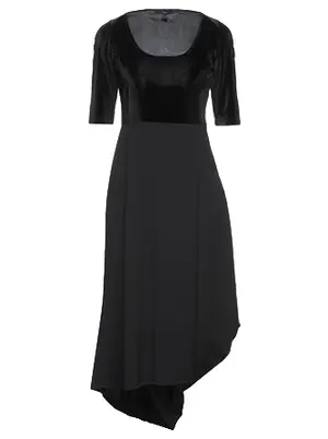 HIGH HIGH Crepe & Velvet Midi Dress