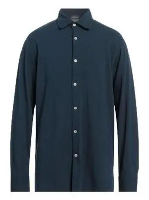 Rossopuro Man Shirt Midnight Blue Size 4 Cotton Blue