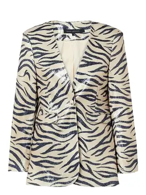 Lapointe Zebra Stripe Sequined Blazer - White