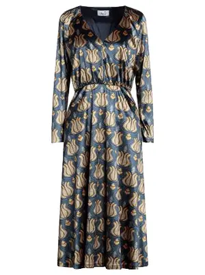 NIU NIŪ Multicolor Pattern Midi Dress Blue