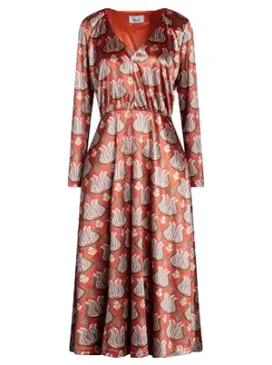 NIU NIŪ Multicolor Pattern Midi Dress Red