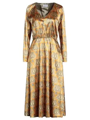 NIU NIŪ Multicolor Pattern Midi Dress Yellow