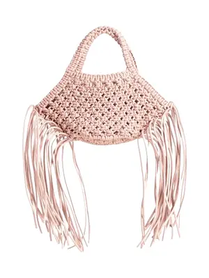 Yuzefi Leather Handbag With Fringes Pink