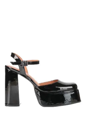 JONAK Leather Pumps With Ankle Strap - Black