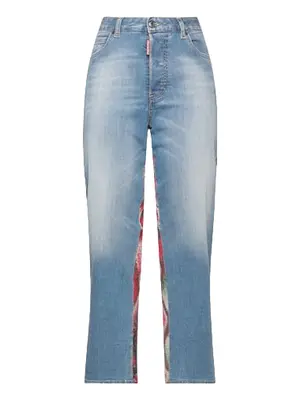 Dsquared2 Mom Fit Jeans With Leather Trims - Blue