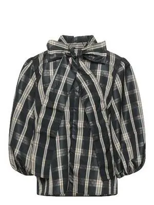 Red Valentino Tartan Bow Blouse - Grey