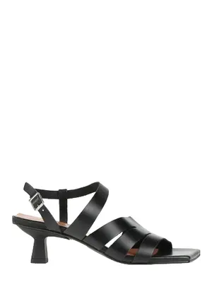 GANNI Strappy Leather Sandals - Black