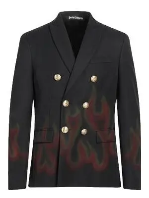 Palm Angels Blazer In Polyester And Virgin Wool - Black