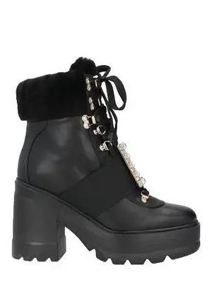 ROGER VIVIER Leather Ankle Boots With Shearling And Crystals