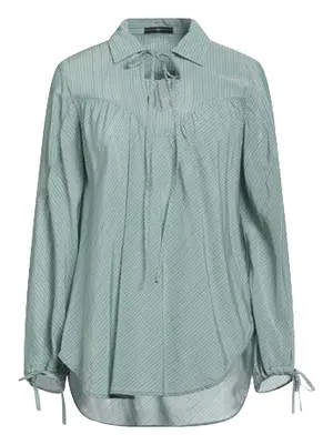 High Striped Bow Blouse - Sage Green