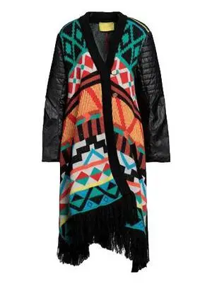 AKEP Geometric-print Knitted Cardigan With Fringes - Red