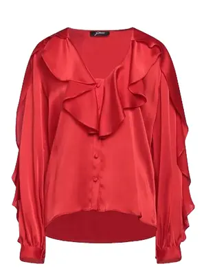 GATTINONI Gattinoni Ruched Satin Shirt Red