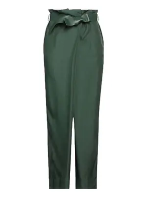 FERRAGAMO Twill Wide Leg Pants Dark Green