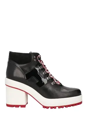 Hogan Leather Lace-up Ankle Boots - Black