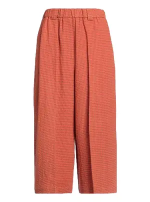 ALYSI Virgin Wool Checked Flannel Pants - Orange