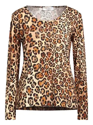 EAN 13 Leopard-print Long-sleeve Top - Beige