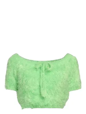 MSGM Knitted Velour Sweater Green