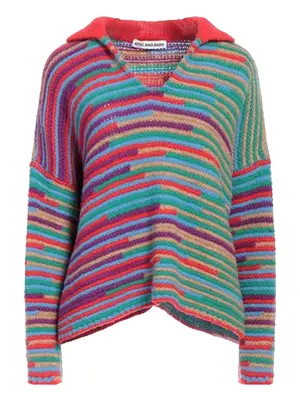 ATTIC AND BARN Striped V-neck Sweater - Green
