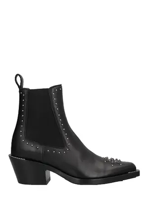 Chloé Leather Cowboy Ankle Boots - Black