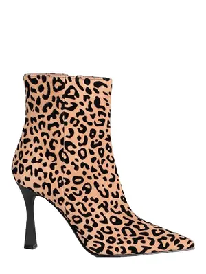 OVYE Leather Ankle Boots With Leopard Print - Beige