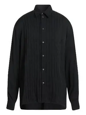 NOSTRASANTISSIMA Man Shirt Black Size 36 Acetate, Silk, Elastane