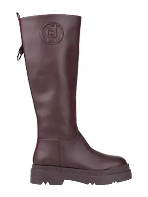 LIU •JO Leather Chunky Boots Burgundy