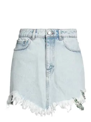Gcds Denim Skort With Crystal Appliqués - Blue