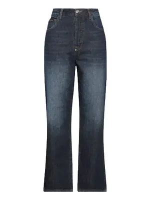Philipp Plein Straight-leg Jeans With Leather Trims - Blue