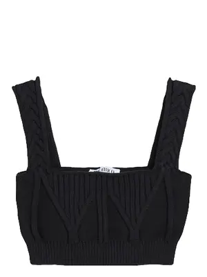 Attico Knitted Crop Top - Black