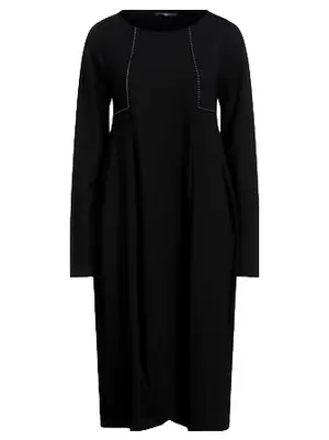 High Flared Midi Dress - Black