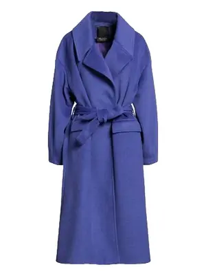YES LONDON Woven Double-Breasted Coat Purple