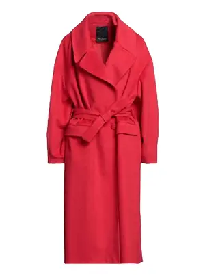 YES LONDON Woven Double-Breasted Coat Red